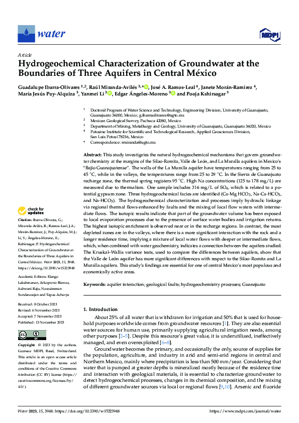 Pdf Hydrogeochemical Characterization Of Groundwater At The Boundaries Of Three Aquifers In