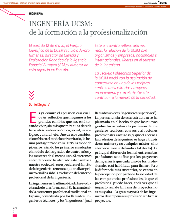 (PDF) Ingeniería UC3M: de la formación a la profesionalización