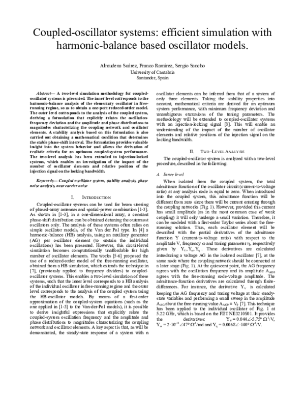 (PDF) Coupled-oscillator systems: Efficient simulation with harmonic-balance based oscillator ...