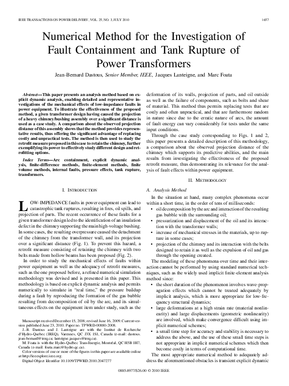 (PDF) Numerical Method for the Investigation of Fault Containment and Tank Rupture of Power ...