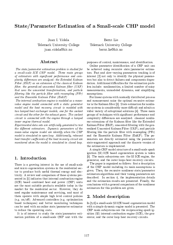 (PDF) State/Parameter Estimation of a Small-scale CHP model | Juan ... (PDF) State/Parameter Estimation of a Small-scale CHP model | Juan ...