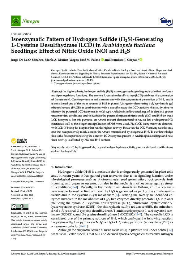 (PDF) Isoenzymatic Pattern of Hydrogen Sulfide (H2S)-Generating L ...