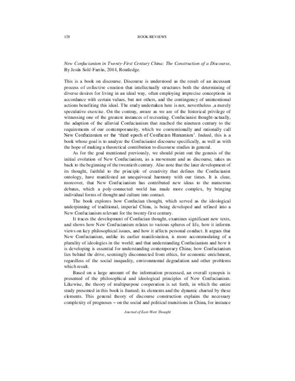 (PDF) New Confucianism in Twenty-First Century China
