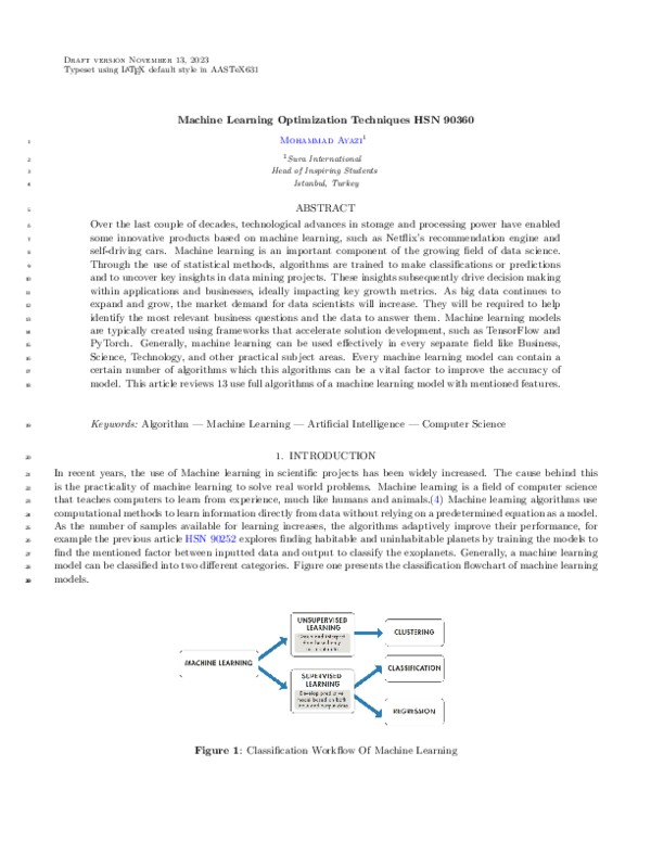 (PDF) Machine Learning Optimization Techniques (PDF) Machine Learning Optimization Techniques