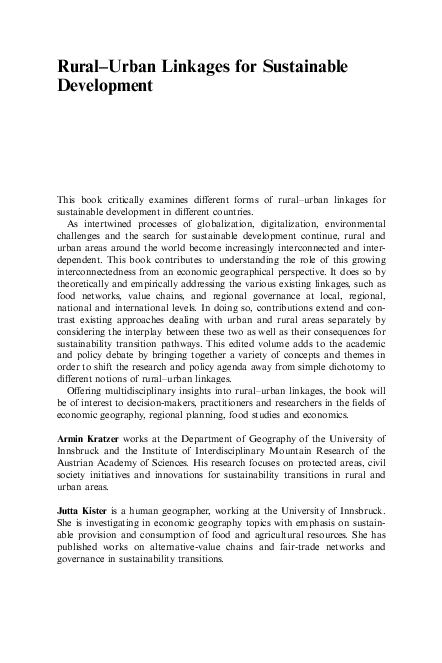 (PDF) Rural–Urban Linkages for Sustainable Development