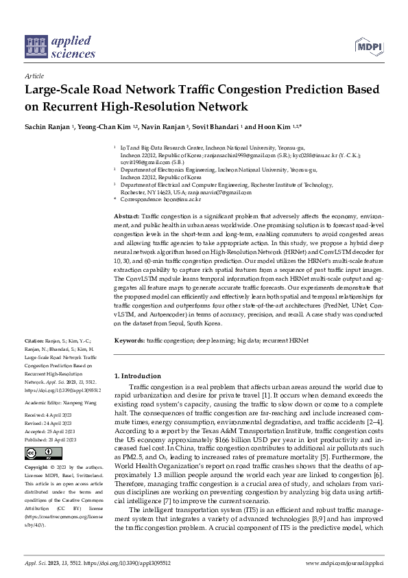 Pdf Large Scale Road Network Traffic Congestion Prediction Based On