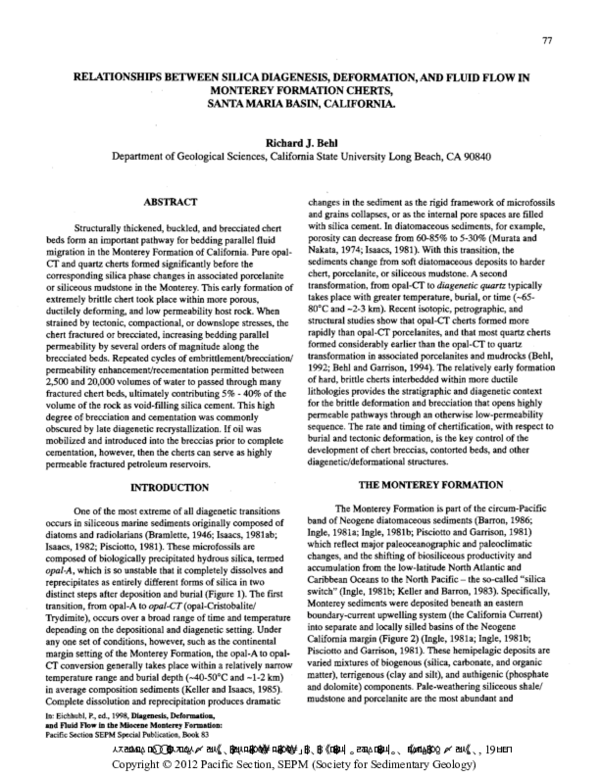 (PDF) Relationships between silica diagenesis, deformation, and fluid ...