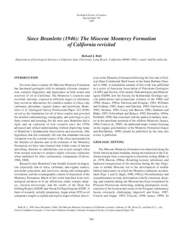 (PDF) Since Bramlette (1946): The Miocene Monterey Formation of ...