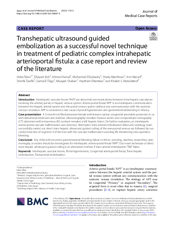 (PDF) Transhepatic ultrasound guided embolization as a successful novel ...