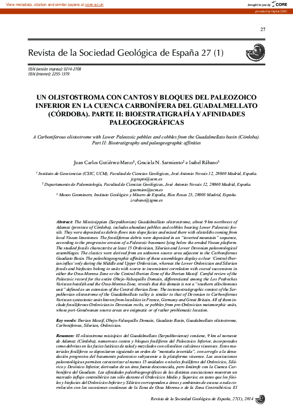 (PDF) A Carboniferous olistostrome with Lower Paleozoic pebbles and ...