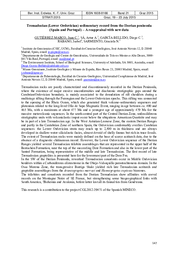 (PDF) Tremadocian (Lower Ordovician) sedimentary record from the ...