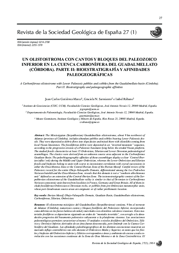 (PDF) Un olistostroma con cantos y bloques del Paleozoico inferior en ...
