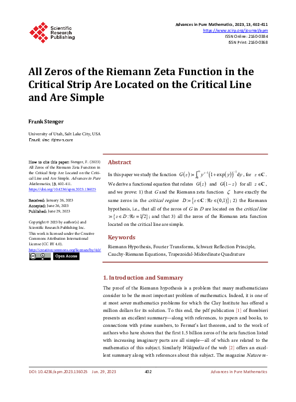 Pdf All Zeros Of The Riemann Zeta Function In The Critical Strip Are