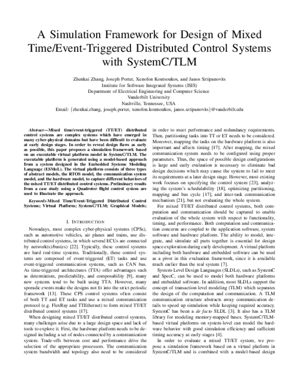 Pdf A Simulation Framework For Design Of Mixed Time Event Triggered Distributed Control
