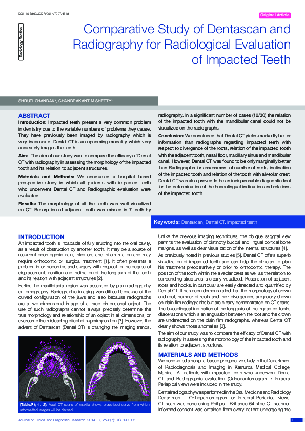 (PDF) Comparative study of dentascan and radiography for radiological ...