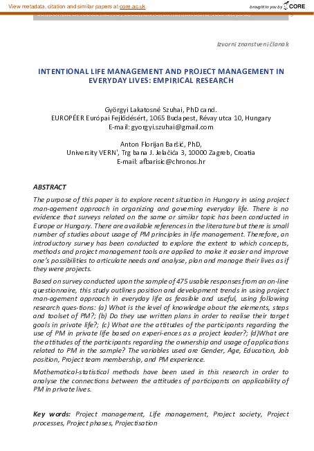 (PDF) Intentional Life Management and Project Management in Everyday Li ...