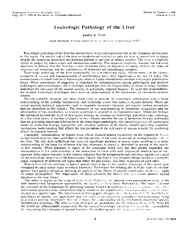 (PDF) Toxicologic Pathology of the Liver