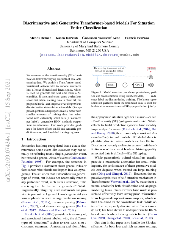 (PDF) Discriminative and Generative Transformer-based Models For Situation Entity Classification ...