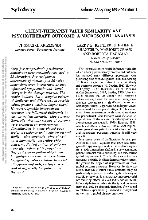 (PDF) Client–therapist value similarity and psychotherapy outcome: A microscopic analysis