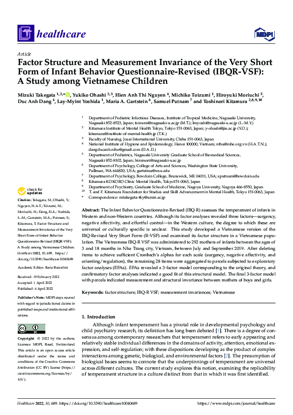 (PDF) Factor Structure and Measurement Invariance of the Very Short ...