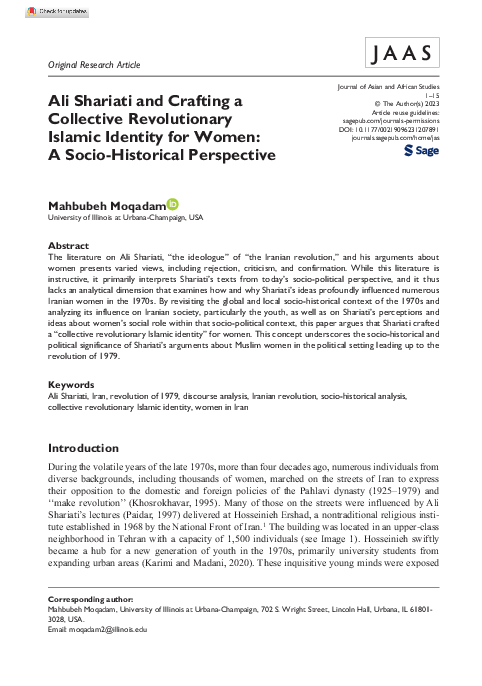 (PDF) Ali Shariati and Crafting a Collective Revolutionary Islamic ...