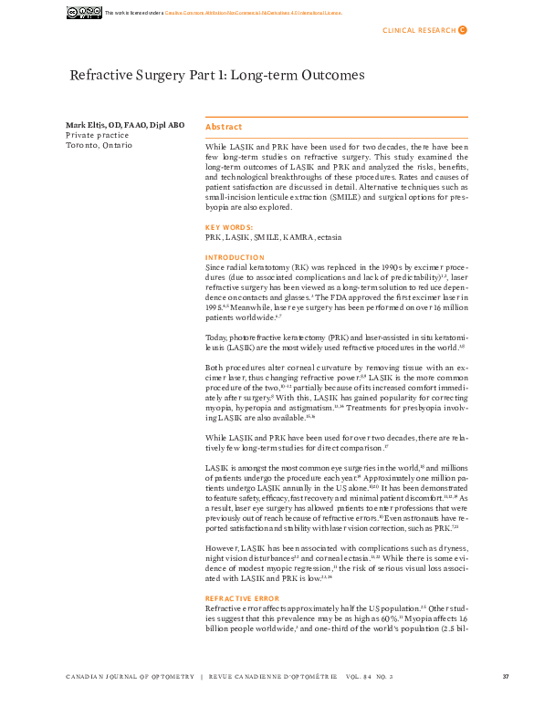 (PDF) Refractive Surgery: Part 1. Long-term Outcomes