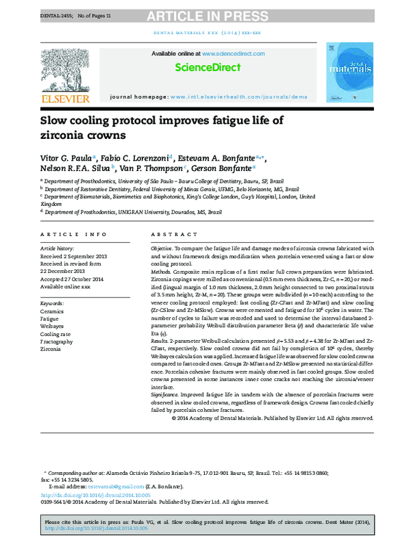 (PDF) Slow cooling protocol improves fatigue life of zirconia crowns ...