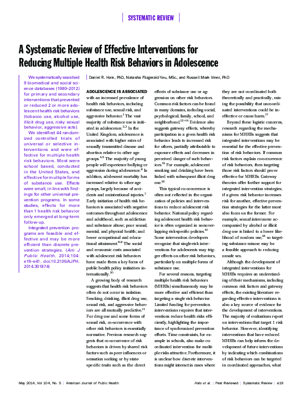 (PDF) A Systematic Review of Effective Interventions for Reducing ...