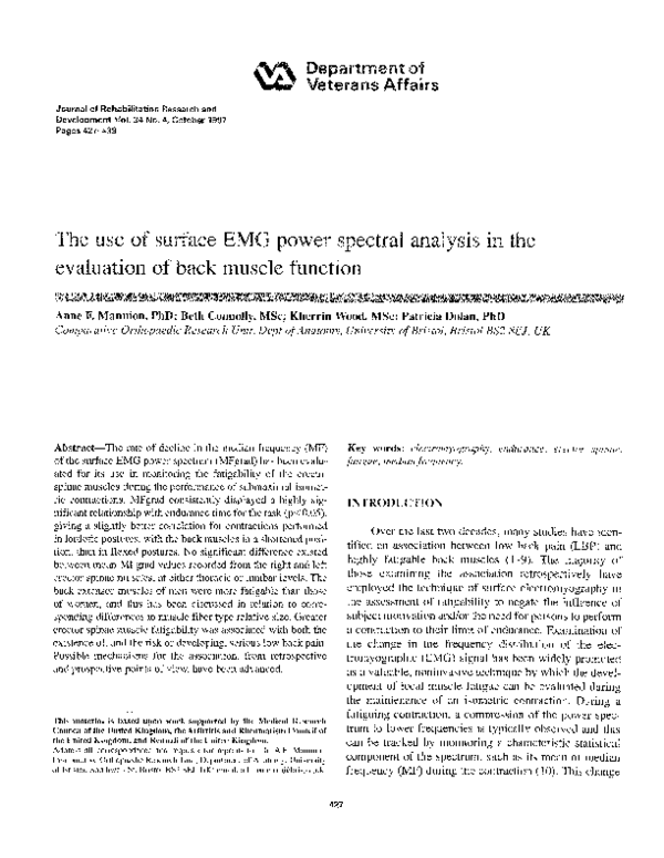 (PDF) The use of surface EMG power spectral analysis in the evaluation ...