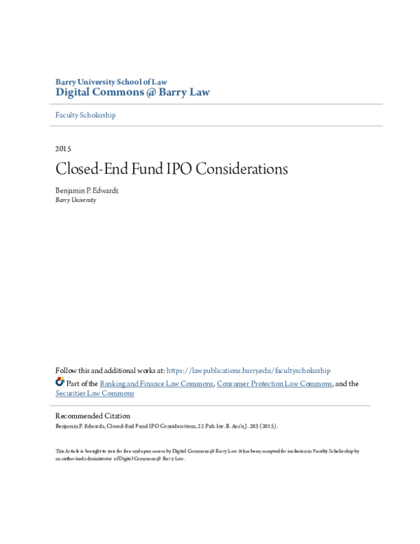 (PDF) Closed–End Fund Discounts