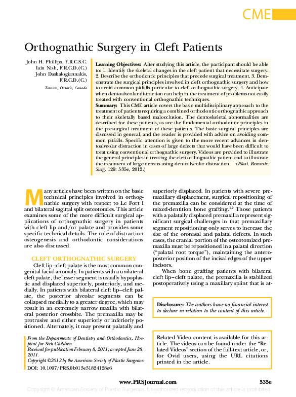 (PDF) Orthognathic Surgery in Cleft Patients