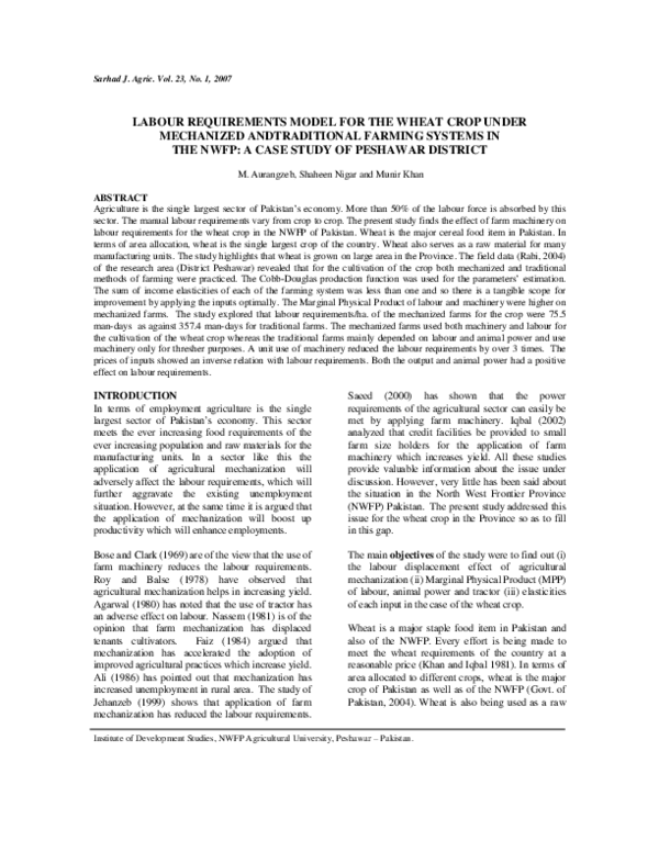 (PDF) Labour requirements model for the wheat crop under mechanized ...