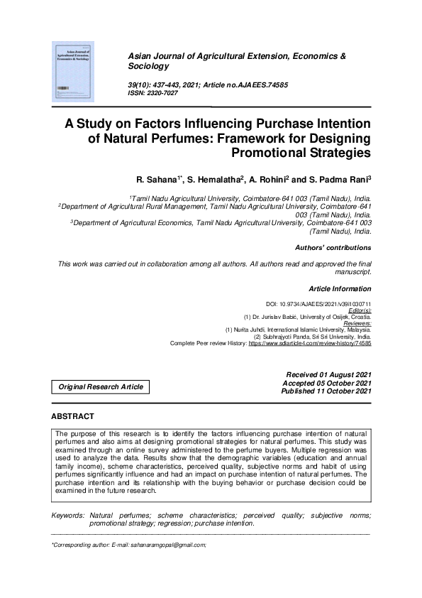 (PDF) A Study on Factors Influencing Purchase Intention of Natural ...