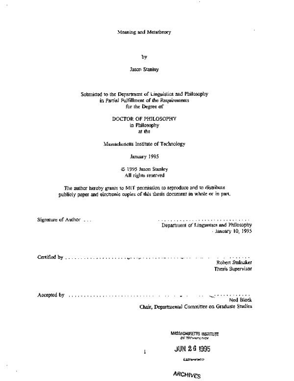 (PDF) Meaning and metatheory