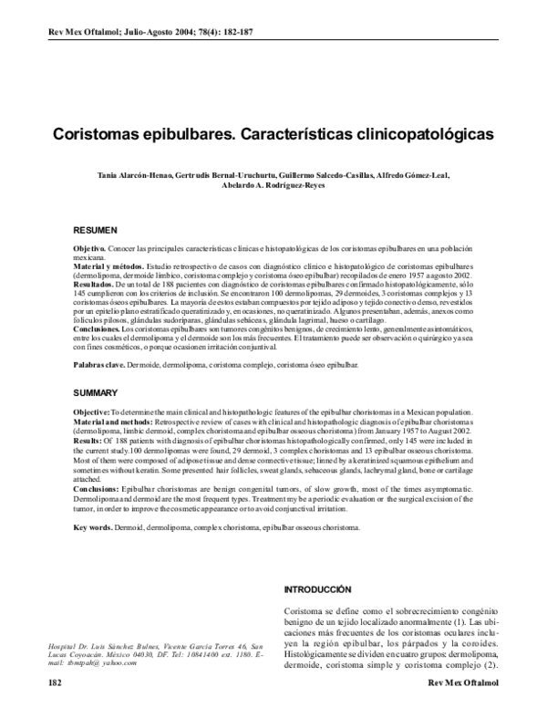 (PDF) Coristomas epibulbares. Características clinicopatológicas