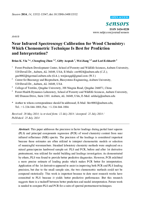 (PDF) Article Near Infrared Spectroscopy Calibration for Wood Chemistry ...