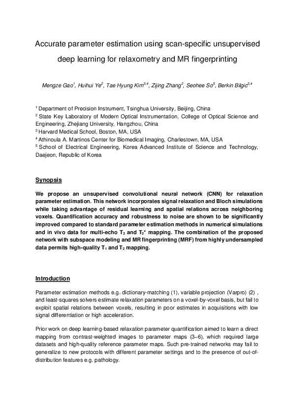 (PDF) Accurate parameter estimation using scan-specific unsupervised ... (PDF) Accurate parameter estimation using scan-specific unsupervised ...
