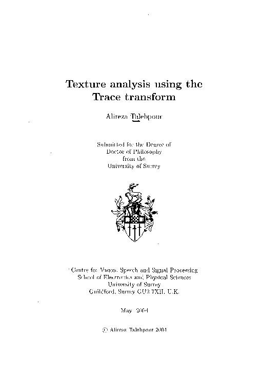 (PDF) Texture analysis using the trace transform | Alireza Talebpour - Academia.edu