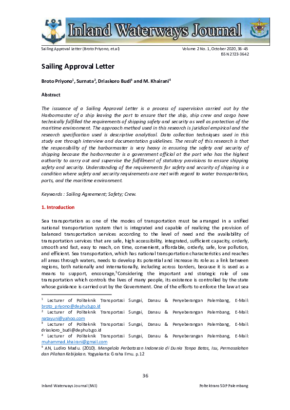 (PDF) Sailing Approval Letter