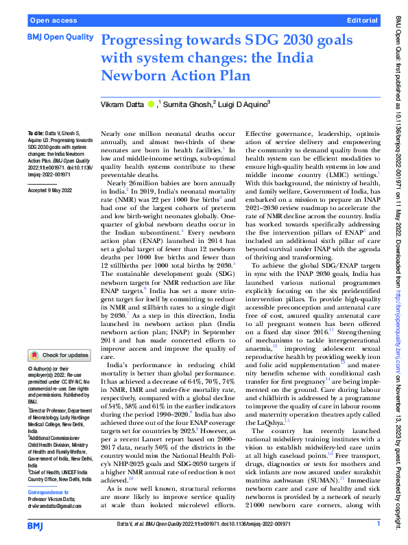 (PDF) Progressing towards SDG 2030 goals with system changes: the India ...