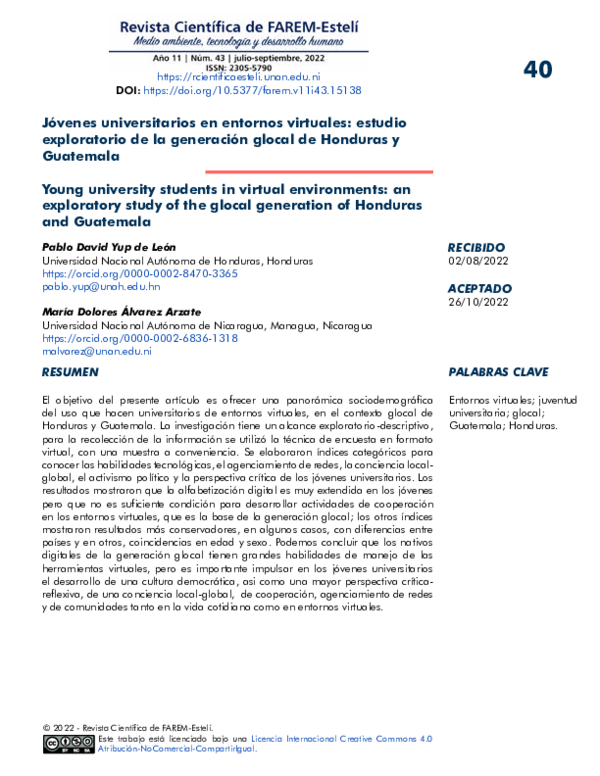 (PDF) Jóvenes universitarios en entornos virtuales: estudio ...