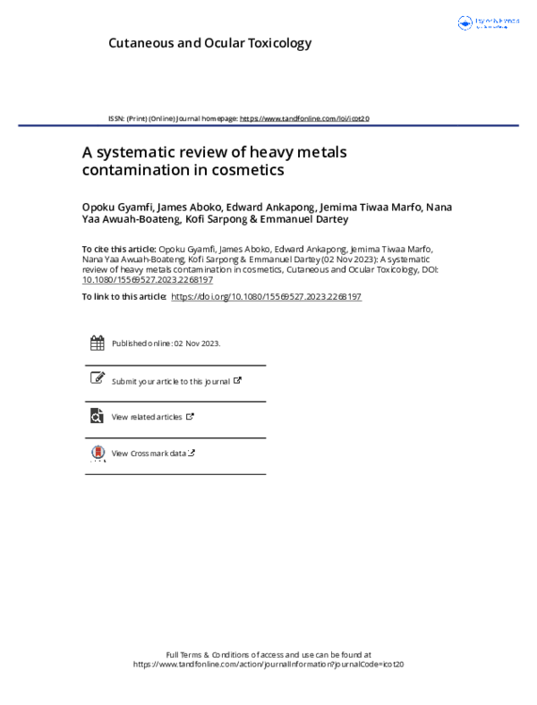 (PDF) A systematic review of heavy metals contamination in cosmetics