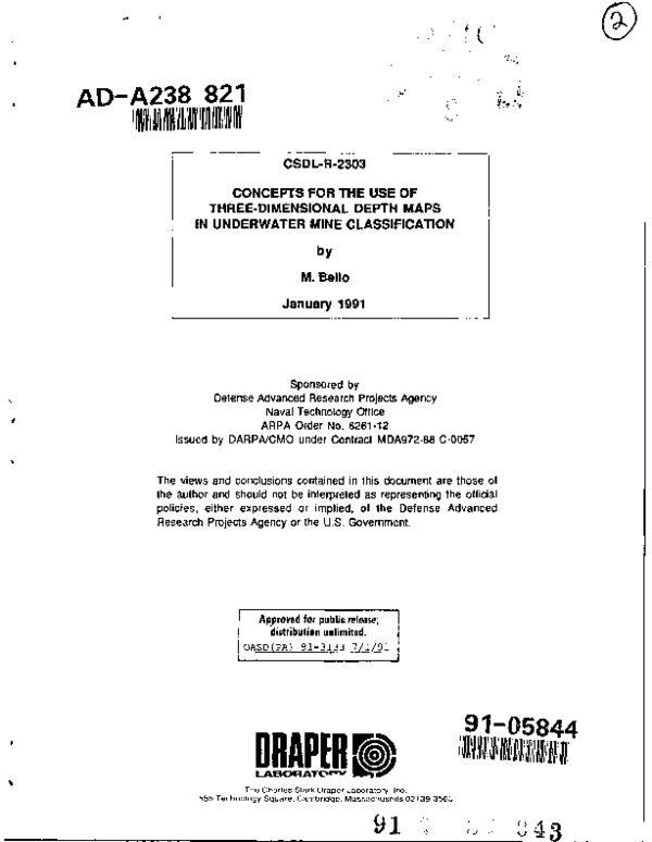 Pdf Concepts For The Use Of Three Dimensional Depth Maps In Underwater Mine Classification