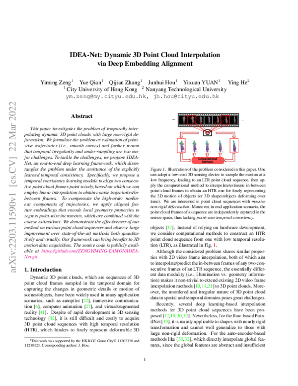 (PDF) IDEA-Net: Dynamic 3D Point Cloud Interpolation via Deep Embedding Alignment | junhui hou ...
