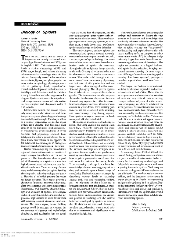 (PDF) Biology of Spiders