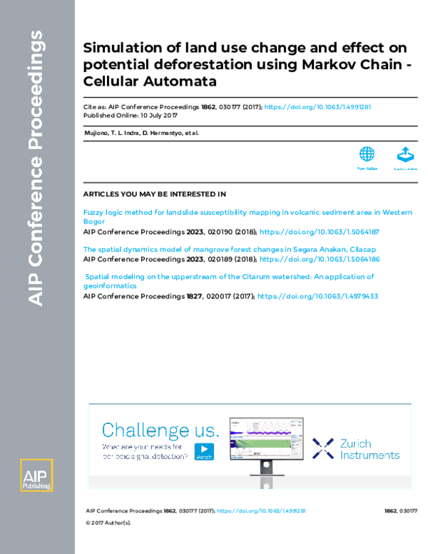 (PDF) Simulation of land use change and effect on potential deforestation using Markov Chain ...