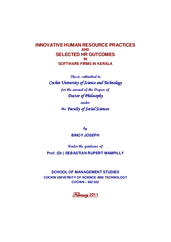 (PDF) Innovative Human Resource Practices and Selected HR Outcomes in ...