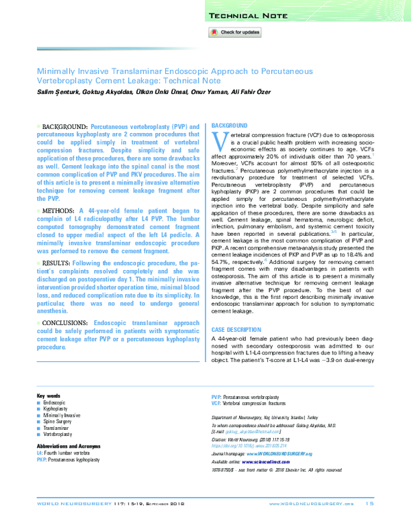 (PDF) Minimally Invasive Translaminar Endoscopic Approach to ...