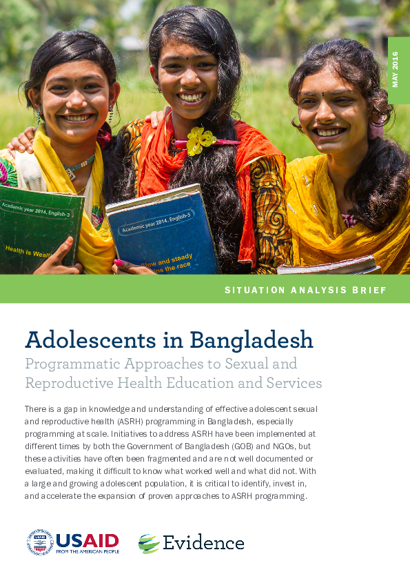 (PDF) Adolescents in Bangladesh: Programmatic approaches to sexual and reproductive health ...