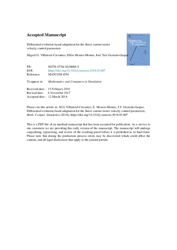 Pdf Differential Evolution Based Adaptation For The Direct Current Motor Velocity Control